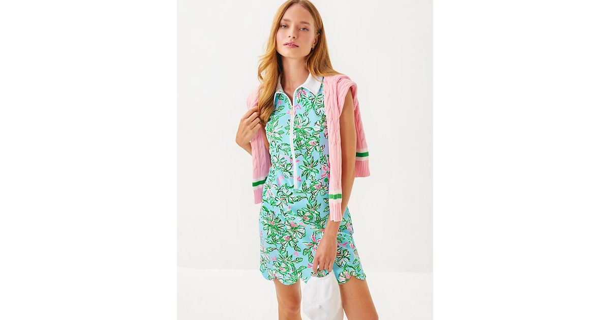 Lilly Pulitzer Upf 50+ Luxletic Kathy Scallop Dress in Green | Lyst