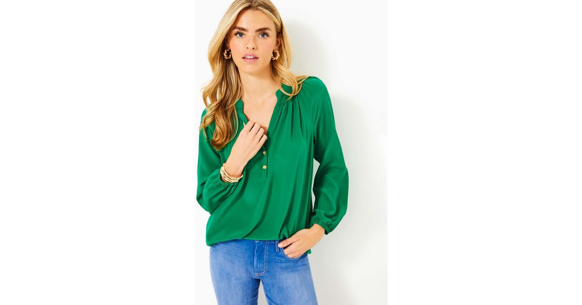 Lilly Pulitzer Elsa Silk Top in Green | Lyst