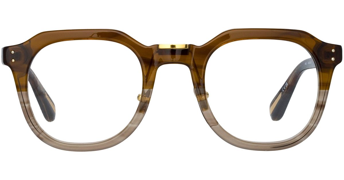 Linda Farrow Men's Fletcher Angular Optical Frame in Brown | Lyst