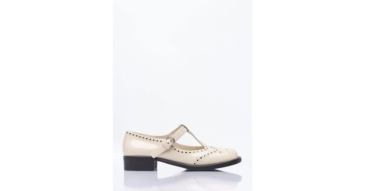 Miu Miu Patent Leather Mary Jane Shoes in White | Lyst