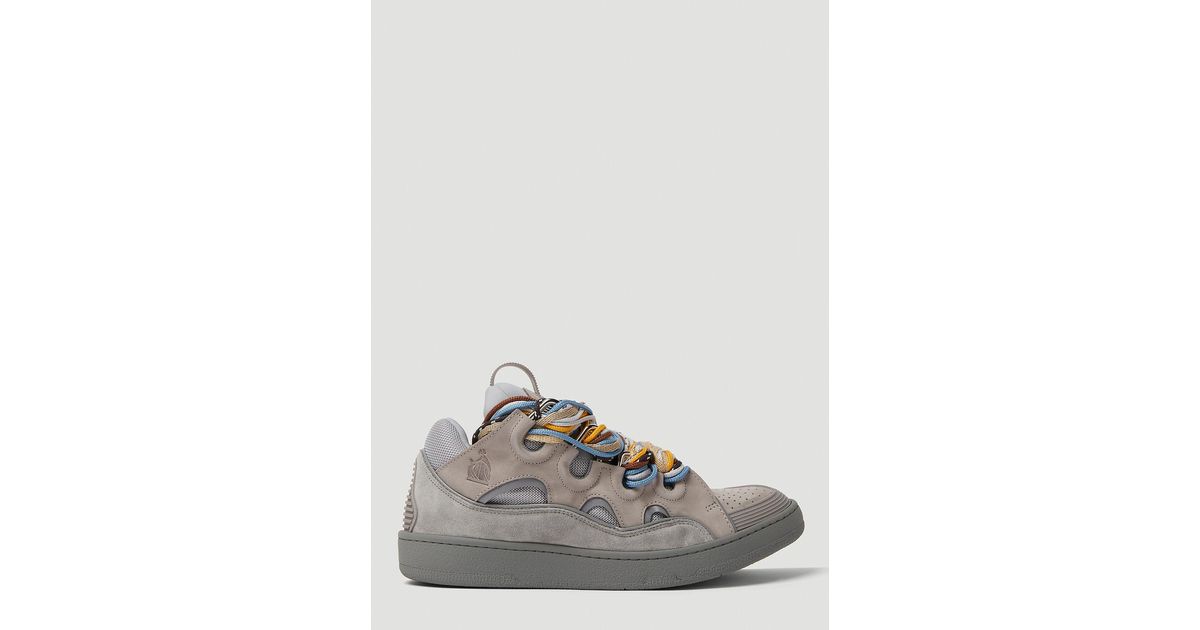 Lanvin Leather Curb Sneakers in Grey (Gray) for Men | Lyst