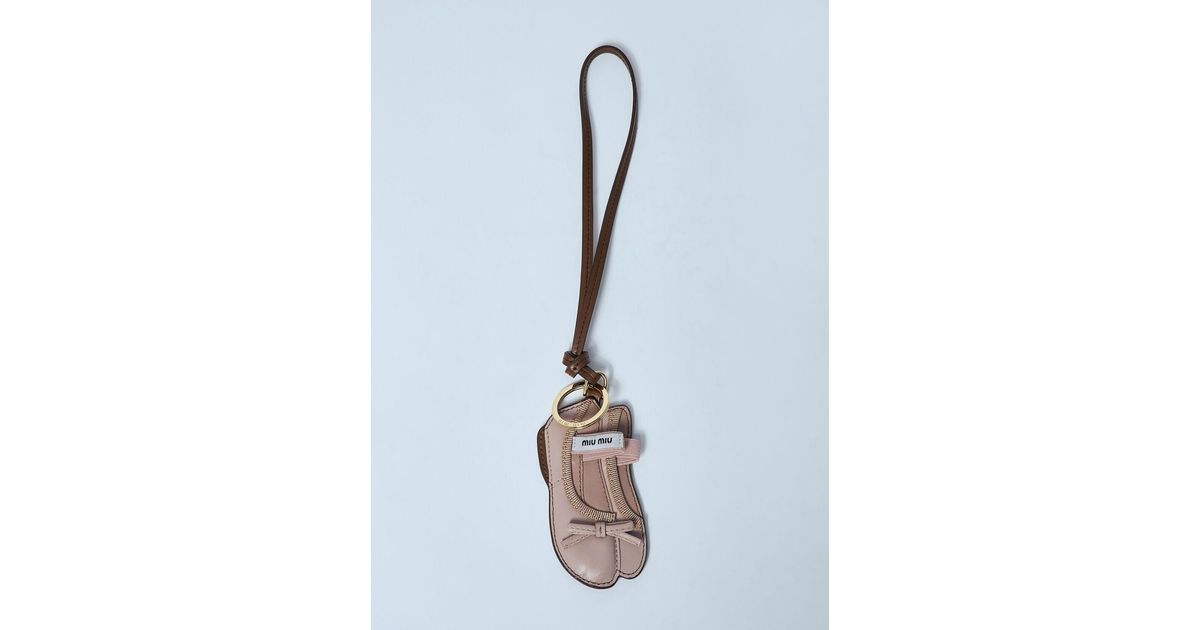 Miu Miu Miu Ballet Leather Keychain in Blue | Lyst