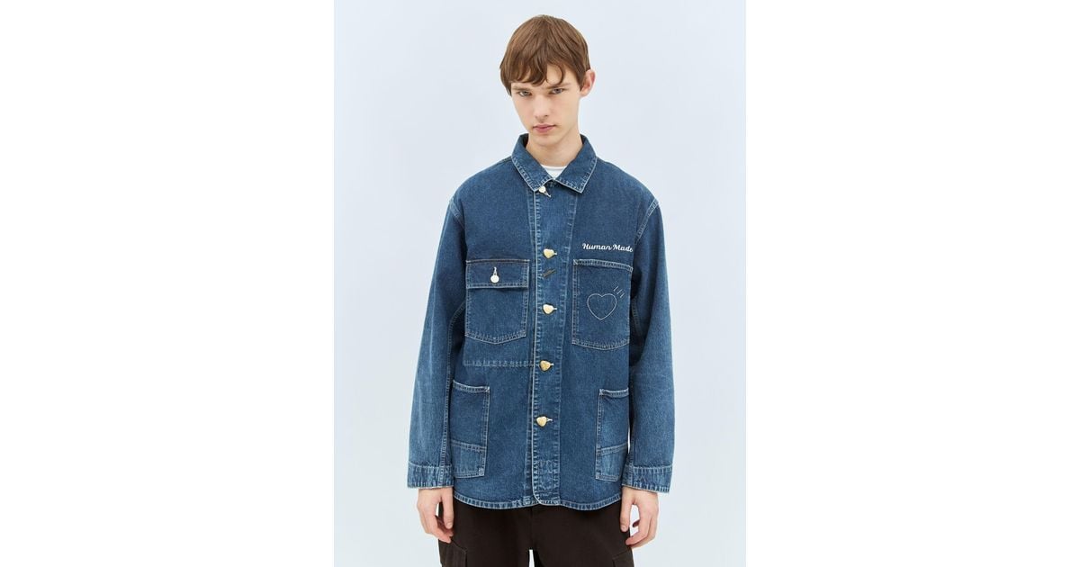 Human Made Logo Embroidery Denim Jacket in Blue for Men | Lyst Canada