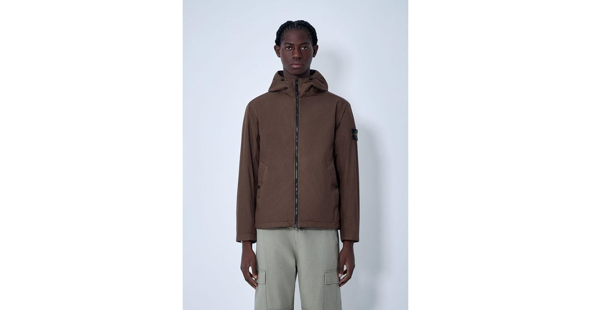 Stone Island Logo Patch Jacket in Brown for Men | Lyst UK