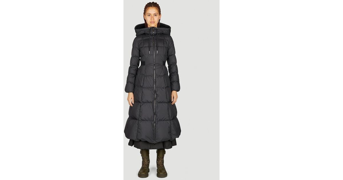 Moncler Faucon Long Down Coat in Black | Lyst UK