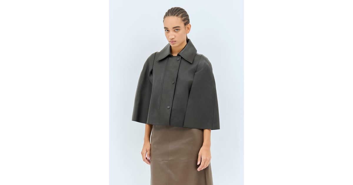 TOTEME Double Leather Cape in Gray | Lyst