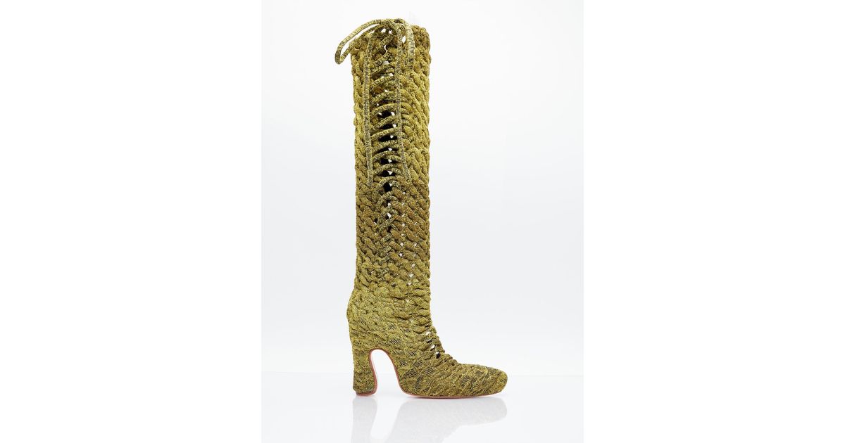 Isa Boulder Spiral Cable Boots in Green | Lyst