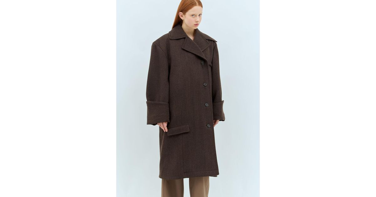 JW Anderson Jw Anderson Turn-Up Cuffs Oversized Coat in Brown | Lyst