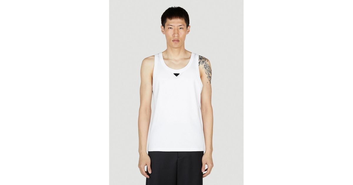Prada Cotton Mini Tank Top For in White for Men | Lyst