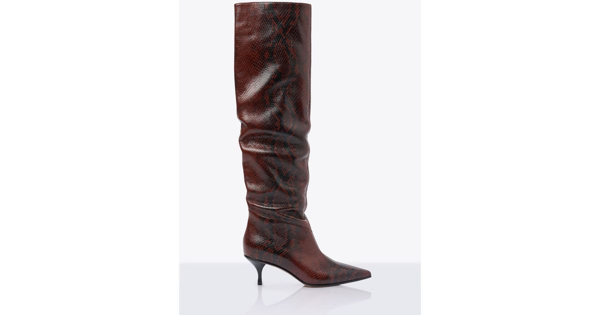 SCAROSSO Barbara Snake High Boots in Brown | Lyst