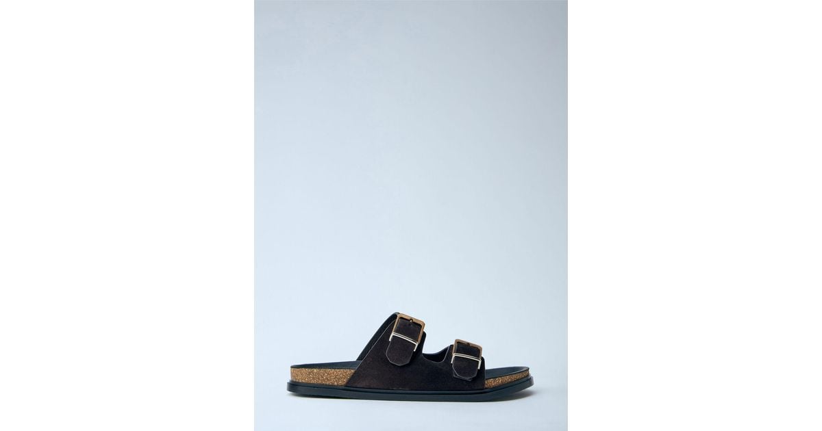 The Row Buckle Slides in Black | Lyst
