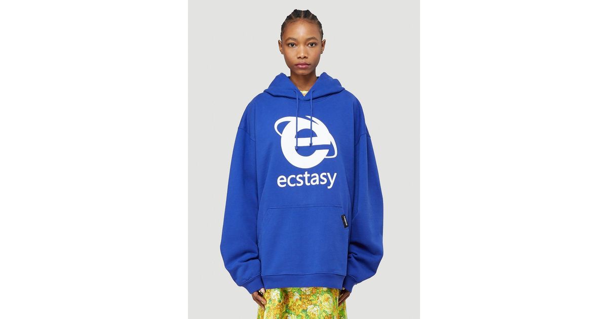 Vetements Ecstasy Oversized Cotton Hoodie in Blue | Lyst