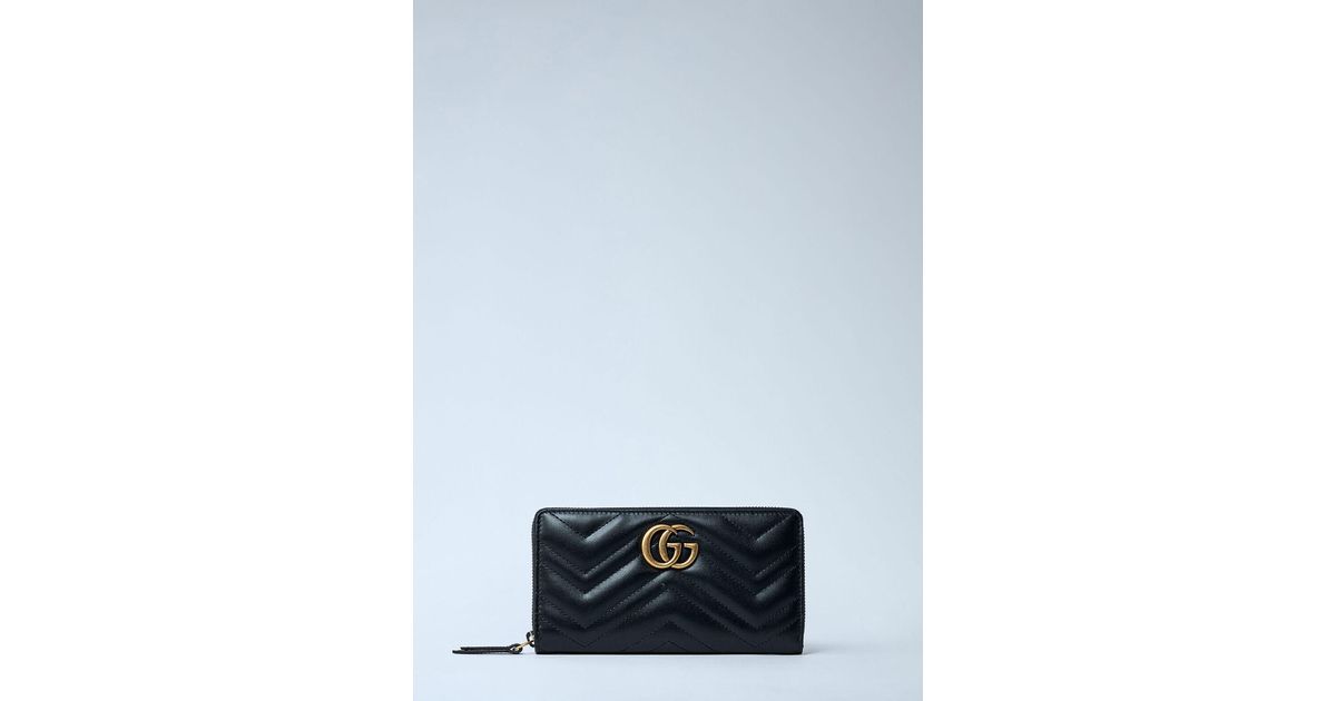 Gucci Long Gg Marmont Wallet in Blue | Lyst
