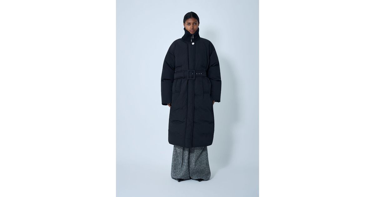 Sportmax Belted Quilted Coat in Blue | Lyst UK