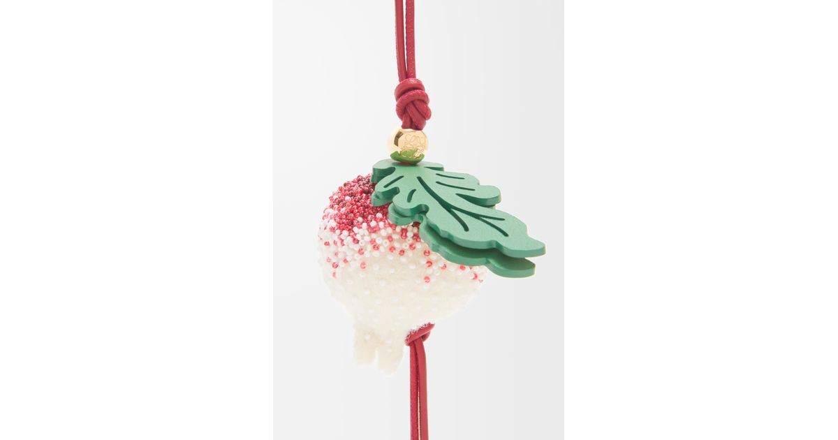 Loewe Luxury Radish Charm In Beaded Felt in Green | Lyst