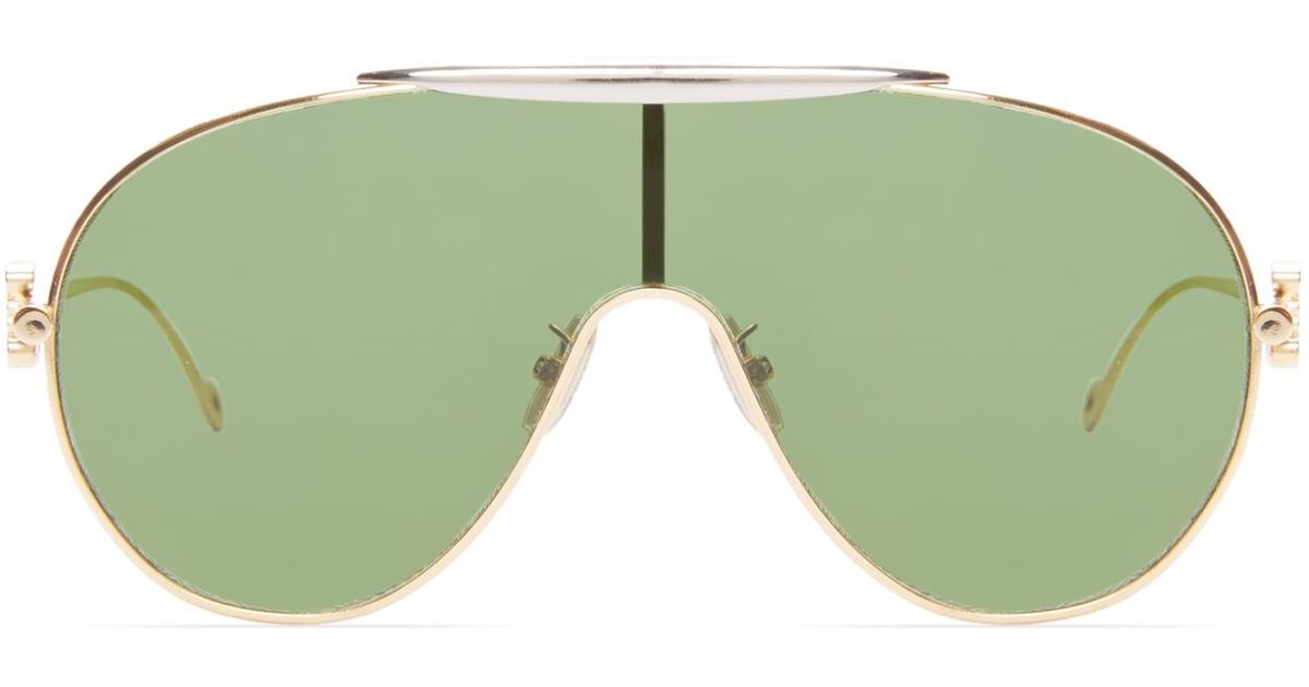 Loewe Spoiler Aviator Mask Glasses In Metal in Green | Lyst UK