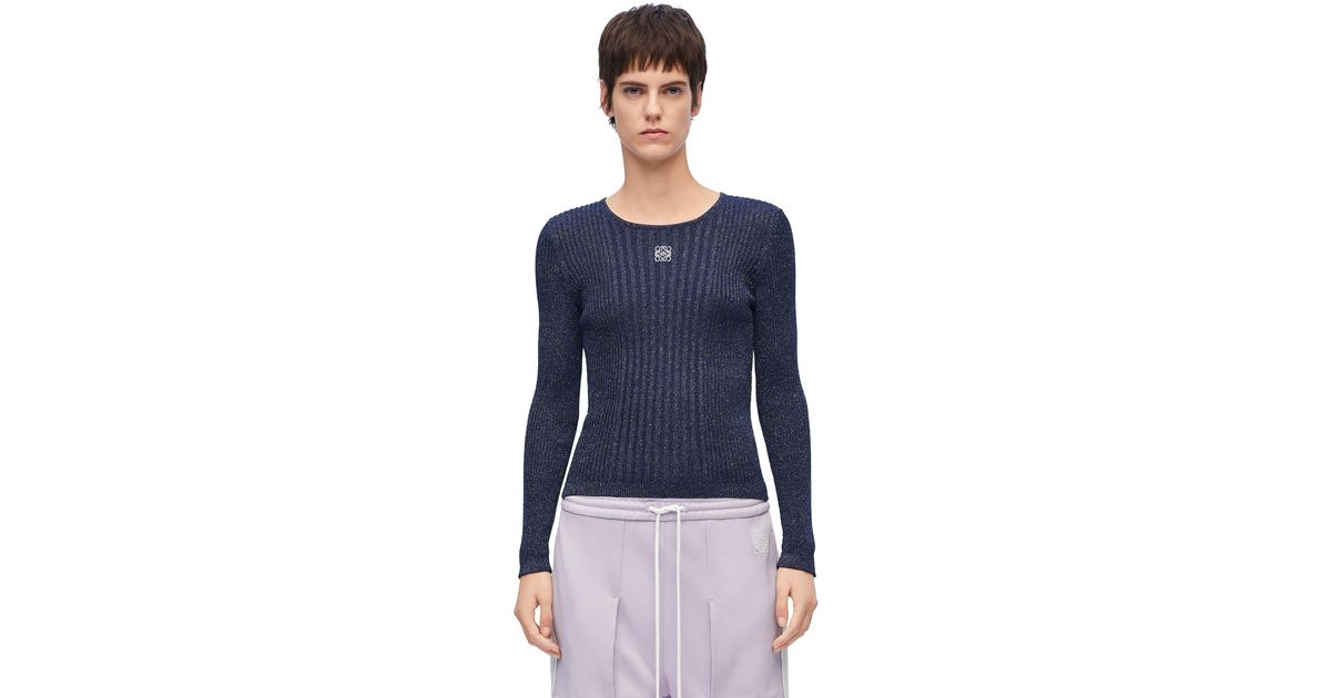 Loewe Long Sleeve Top In Viscose Blend in Blue | Lyst