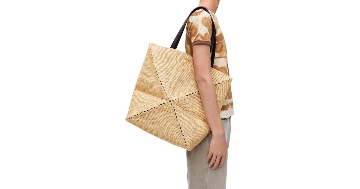 Loewe X Paula's Ibiza Extra Large Raffia Puzzle Fold Tote Bag in ...