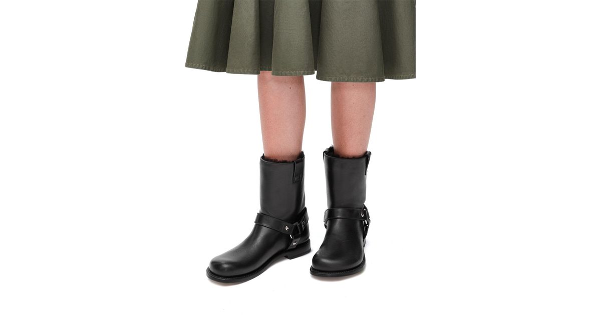 Loewe Campo Boot In Reverse Shearling in Black | Lyst