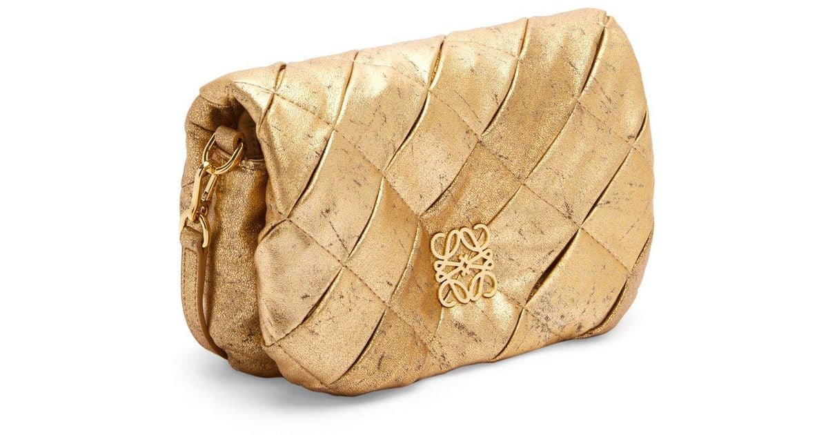Loewe Mini Puffer Goya Bag In Pleated Metallic Leather | Lyst