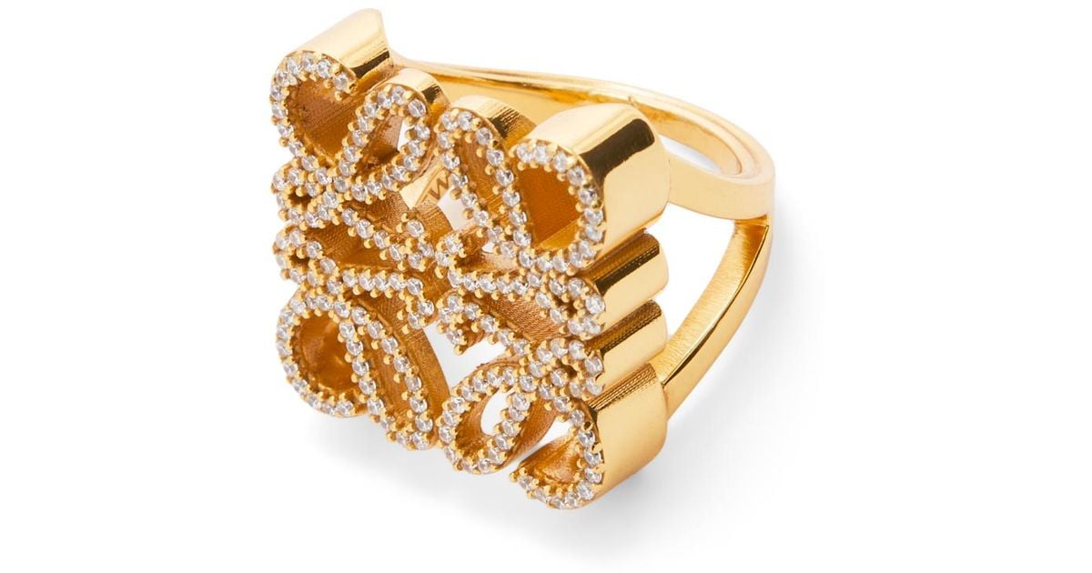 Loewe Luxury Pave Anagram Ring In Sterling Silver And Crystal For in ...