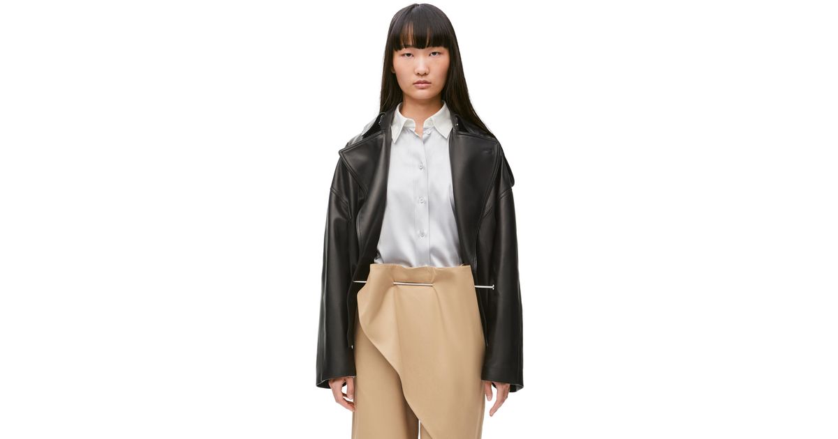Loewe Leather Balloon Jacket in Black | Lyst