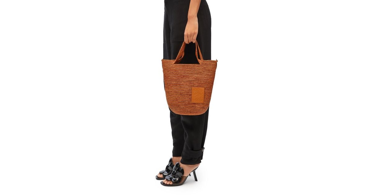 Loewe Luxury Mini Slit Bag In Raffia And Calfskin in Brown | Lyst