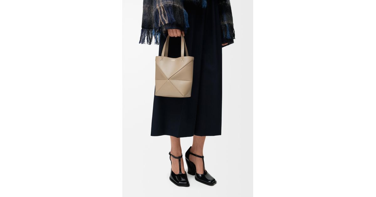 Loewe Mini Puzzle Fold Tote in Black | Lyst