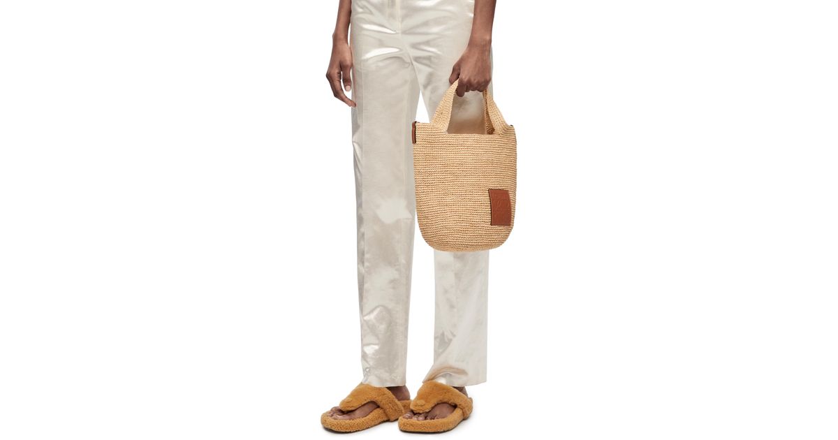 Loewe Luxury Mini Slit Bag In Raffia And Calfskin For in Natural | Lyst