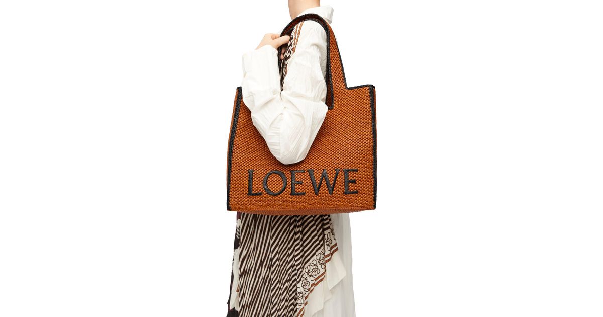Loewe Large Iconic Font Tote Handbag in Brown | Lyst