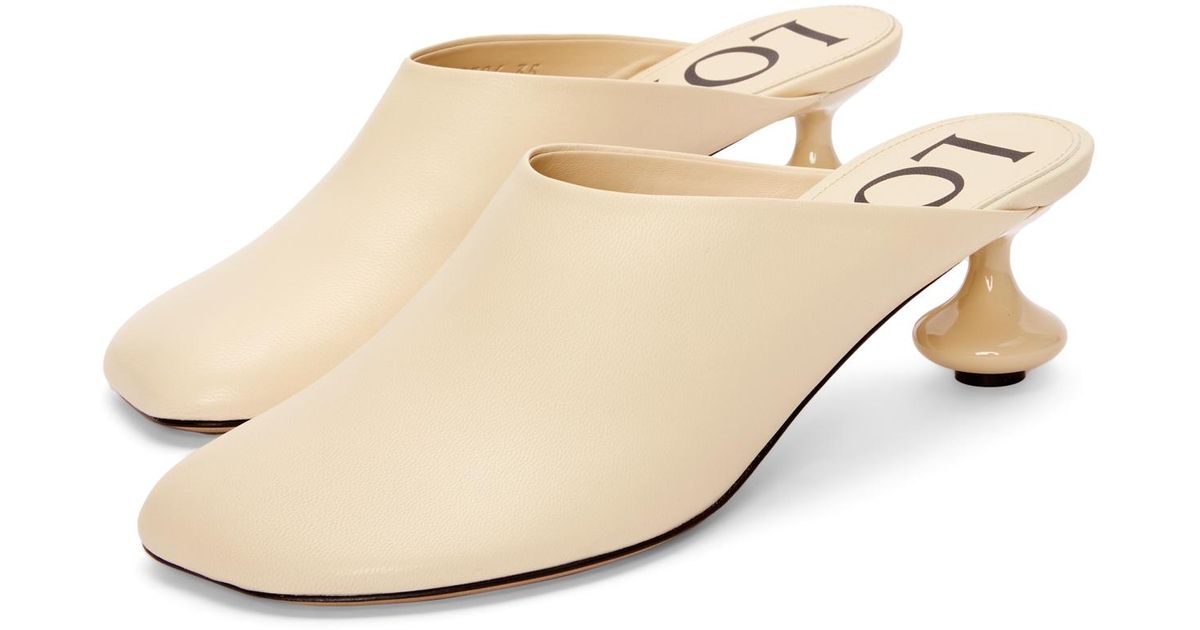 Loewe Leather Toy Mules 45 in Natural | Lyst