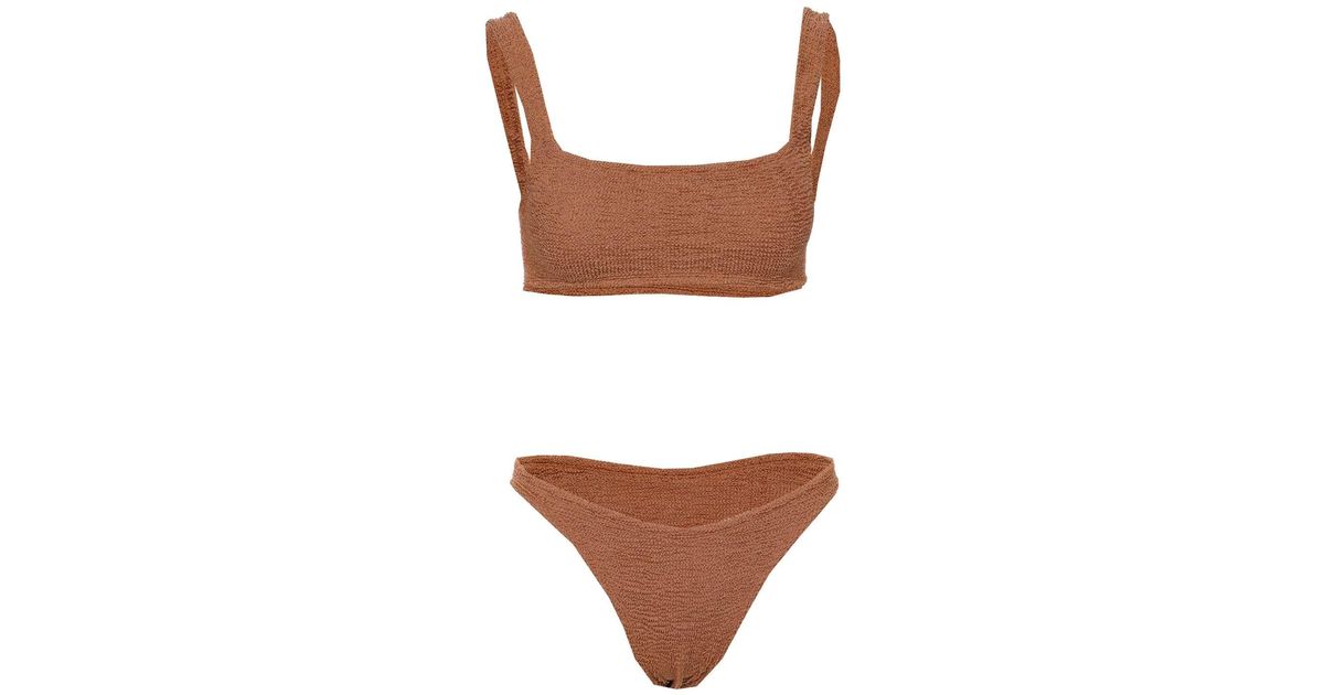 Hunza G Synthetic Xandra Bikini Set in Metallic Cocoa (Brown) | Lyst Hunza G Synthetic Xandra Bikini Set in Metallic Cocoa (Brown) | Lyst