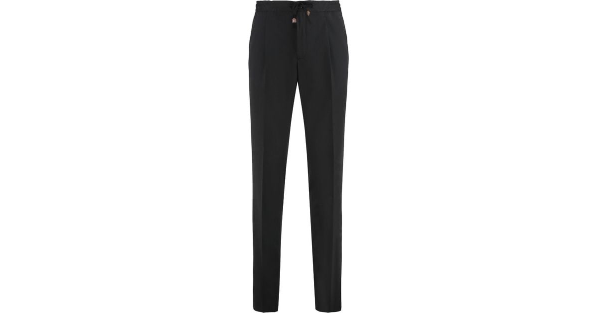 Slowear Tapered Fit Wool Pants in Black for Men | Lyst