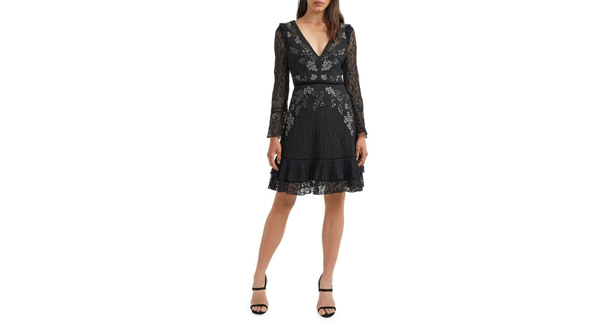 French Connection Lace Bella A Line Dress In Black Lyst