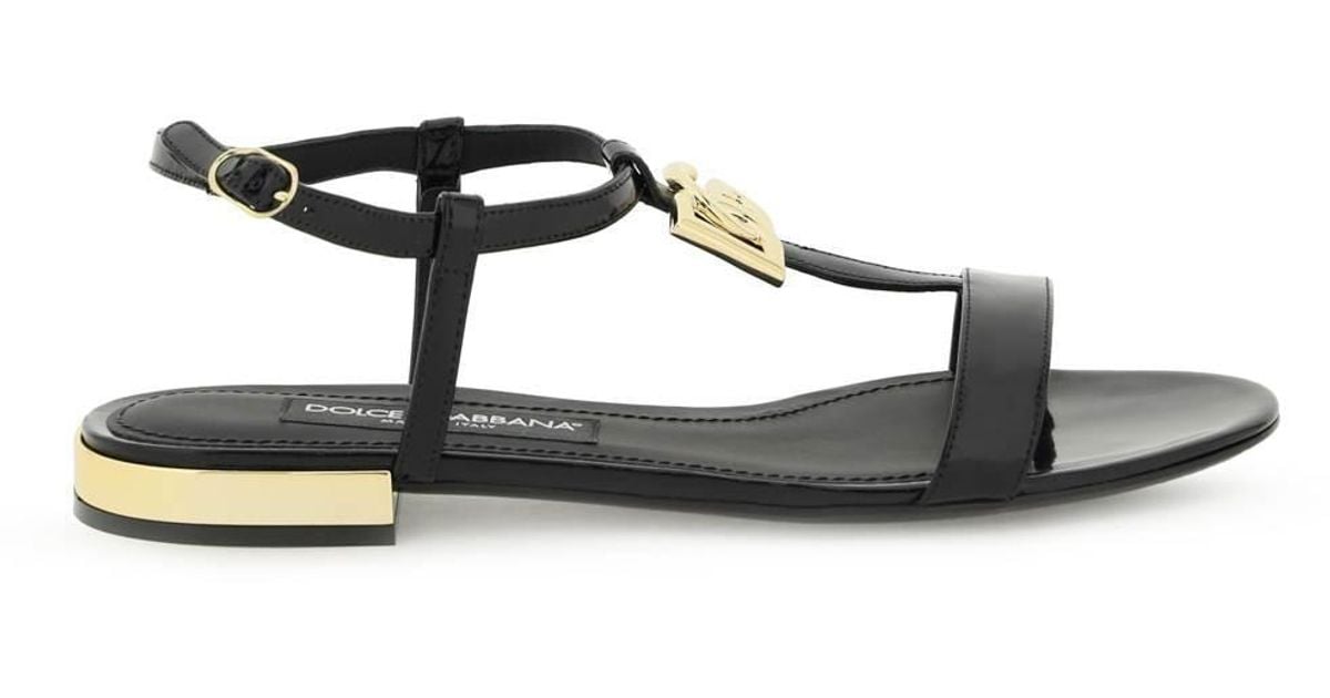 Dolce & Gabbana Patent Leather Dg Sandals in White | Lyst Dolce & Gabbana Patent Leather Dg Sandals in White | Lyst