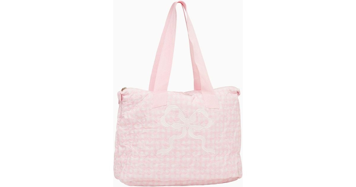 LoveShackFancy Oran Gingham Weekender For in Pink | Lyst
