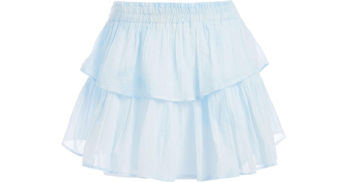 LoveShackFancy Ruffle Mini Skirt in Blue - Lyst