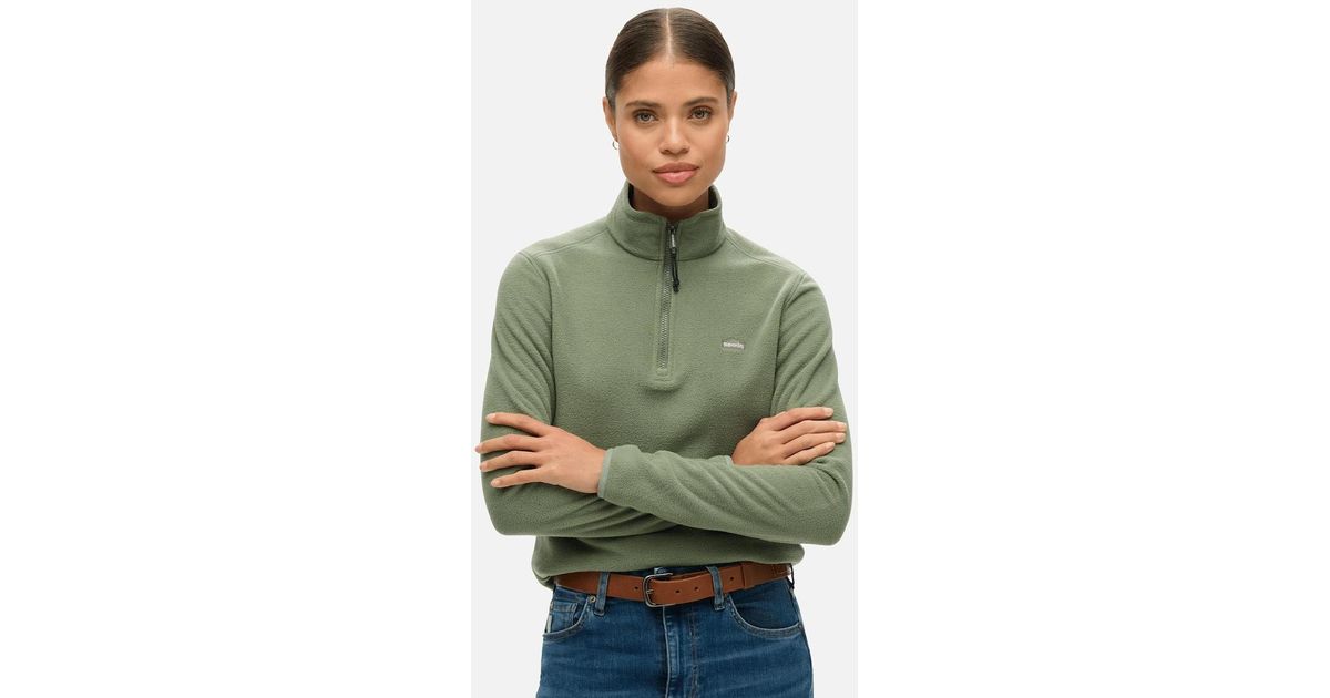 Superdry Polar Fleece Half Zip Fleece in Green | Lyst UK