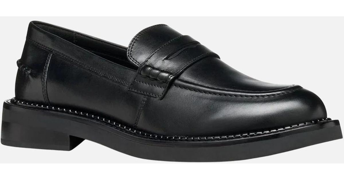 Geox Ladies D Serilda E Leather Loafers in Black | Lyst UK