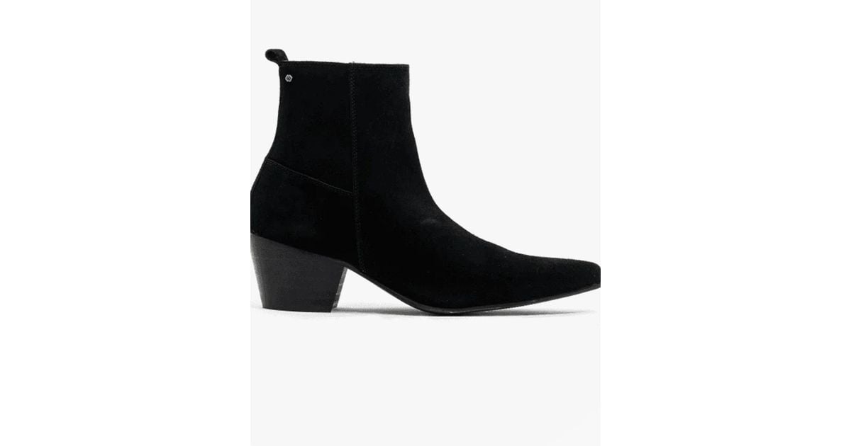 Club Cubano Lennon Suede Winklepicker Cuban Heel Boots in Black for Men ...