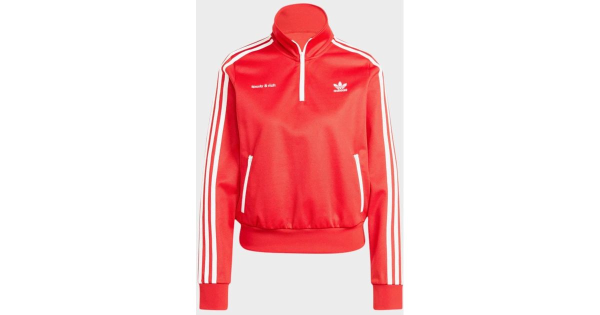 adidas X Sporty & Rich Track Quarter Zip in Red | Lyst UK
