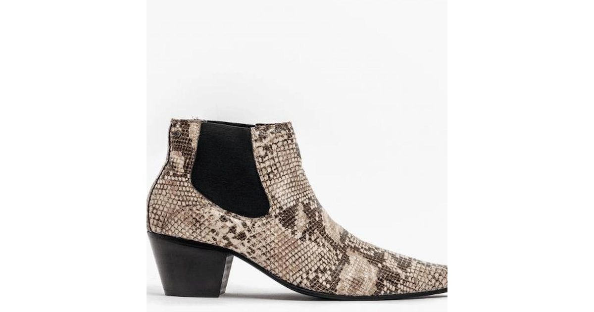 Club Cubano Mccartney Leather Winklepicker Cuban Heel Boots Python in ...