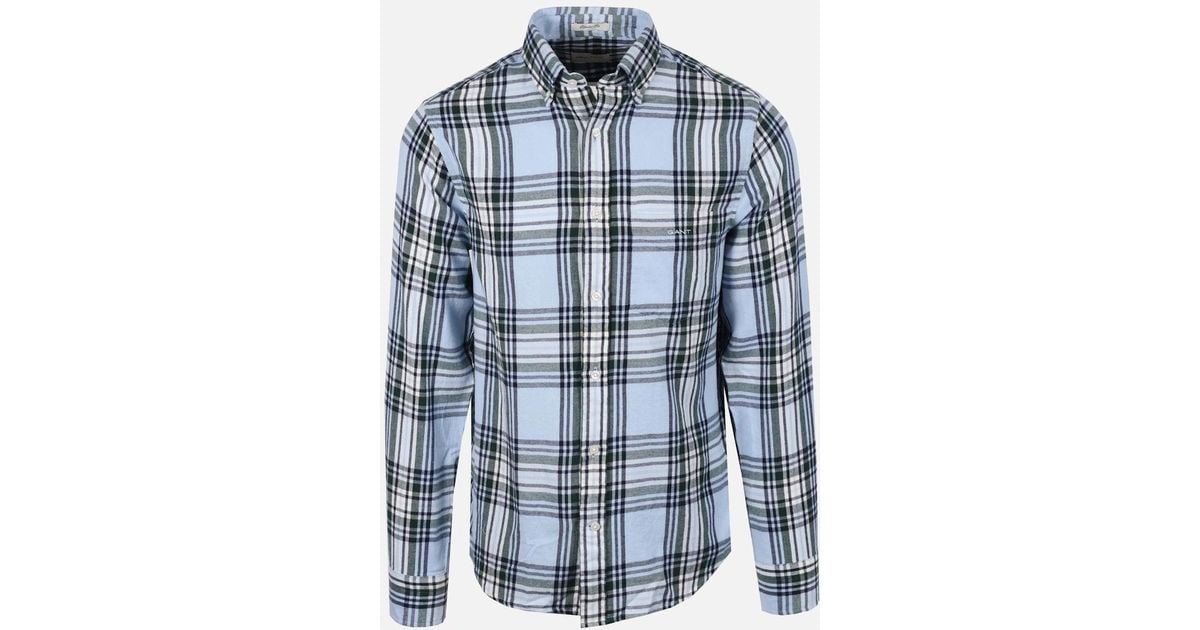 GANT Windblown Flannel Check Shirt Fresh in Blue for Men | Lyst UK