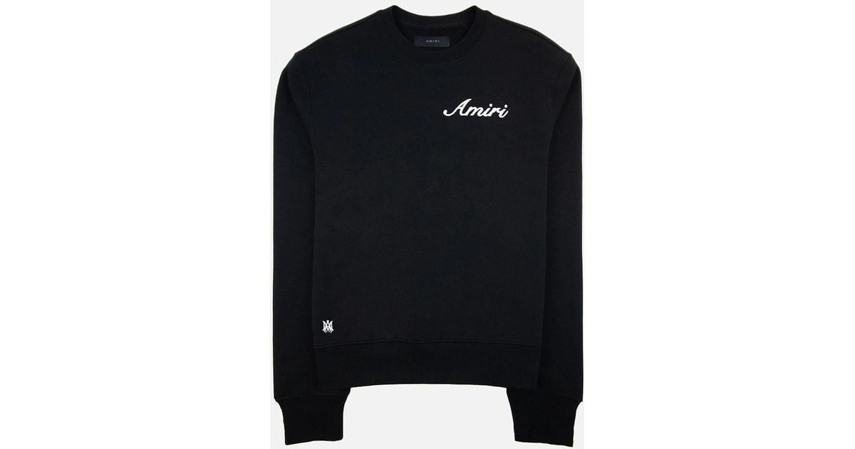 Amiri Script Logo Crew Neck Sweatshirt in Black for Men | Lyst UK