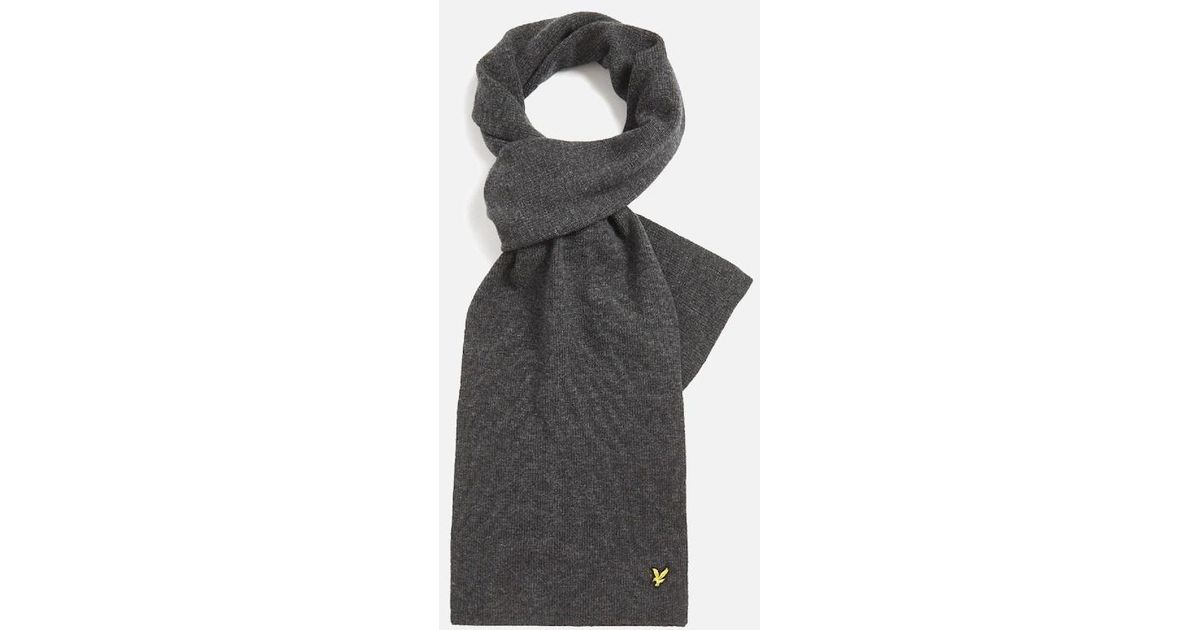Lyle & Scott Lambswool Ribbed Scarf in White for Men | Lyst UK