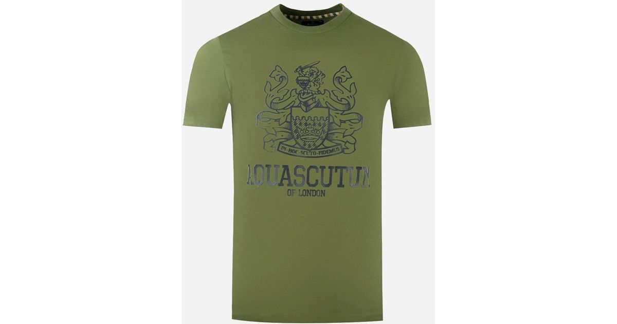 Aquascutum Large Bold London Aldis Brand Logo Army T-Shirt in Green for ...