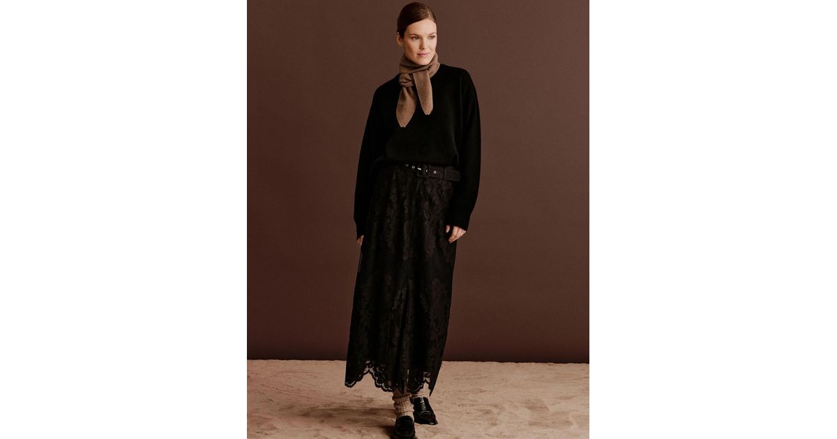 Rosemunde Havana Long Lace Skirt in Brown | Lyst UK