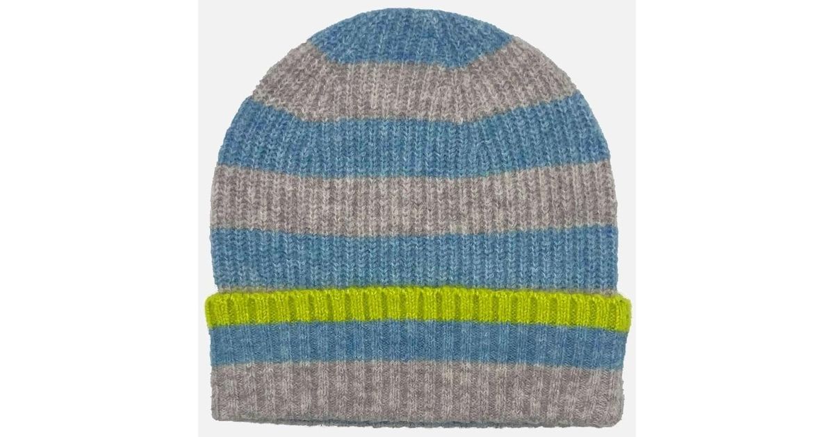 Nooki Design Farah Knitted Stripe Beanie-Duck Egg in Blue | Lyst UK