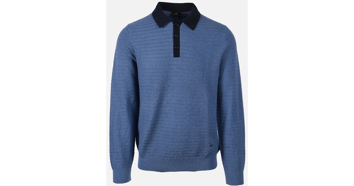 Paul Smith Long Sleeve Polo Greyish in Blue for Men | Lyst UK
