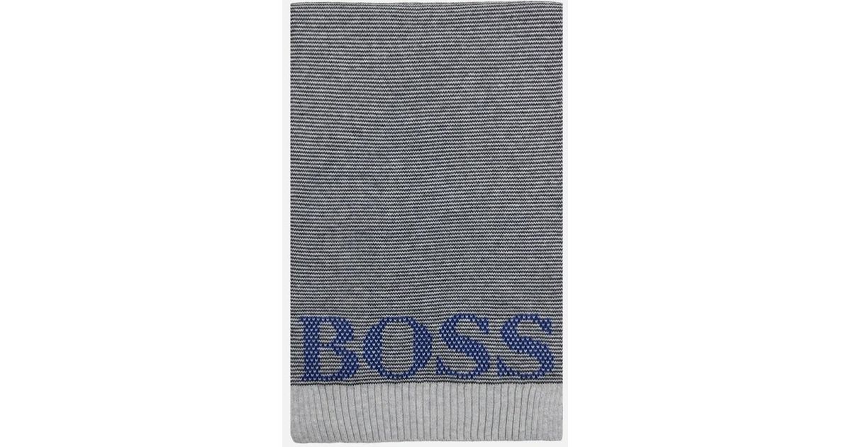 BOSS Logo Knitted Scarf in Grey for Men | Lyst UK